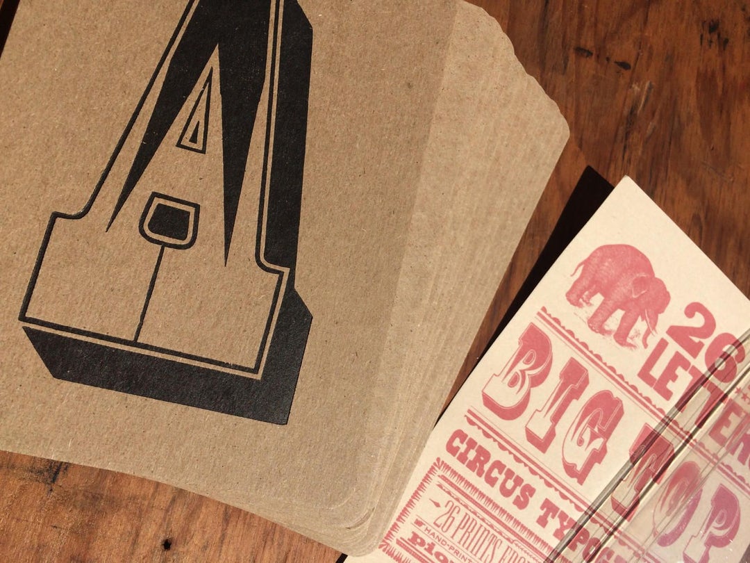 ABC Cards FANCY ALPHABET Art Circus Font Prints 26 Letterpress Cards ...
