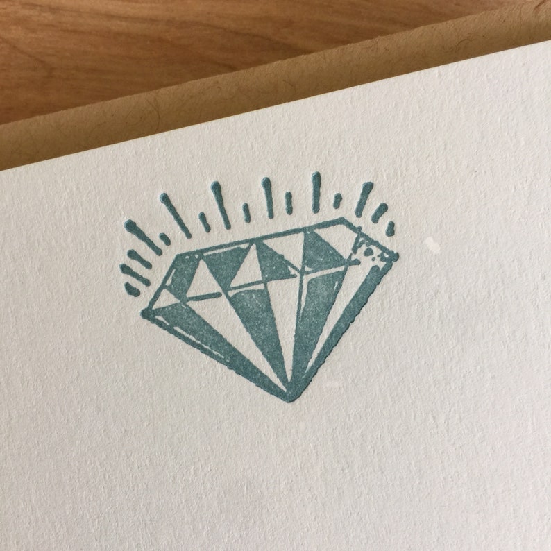 Diamond Sparkling Jewel Flat Note Cards 10-pack Hand-printed | Etsy