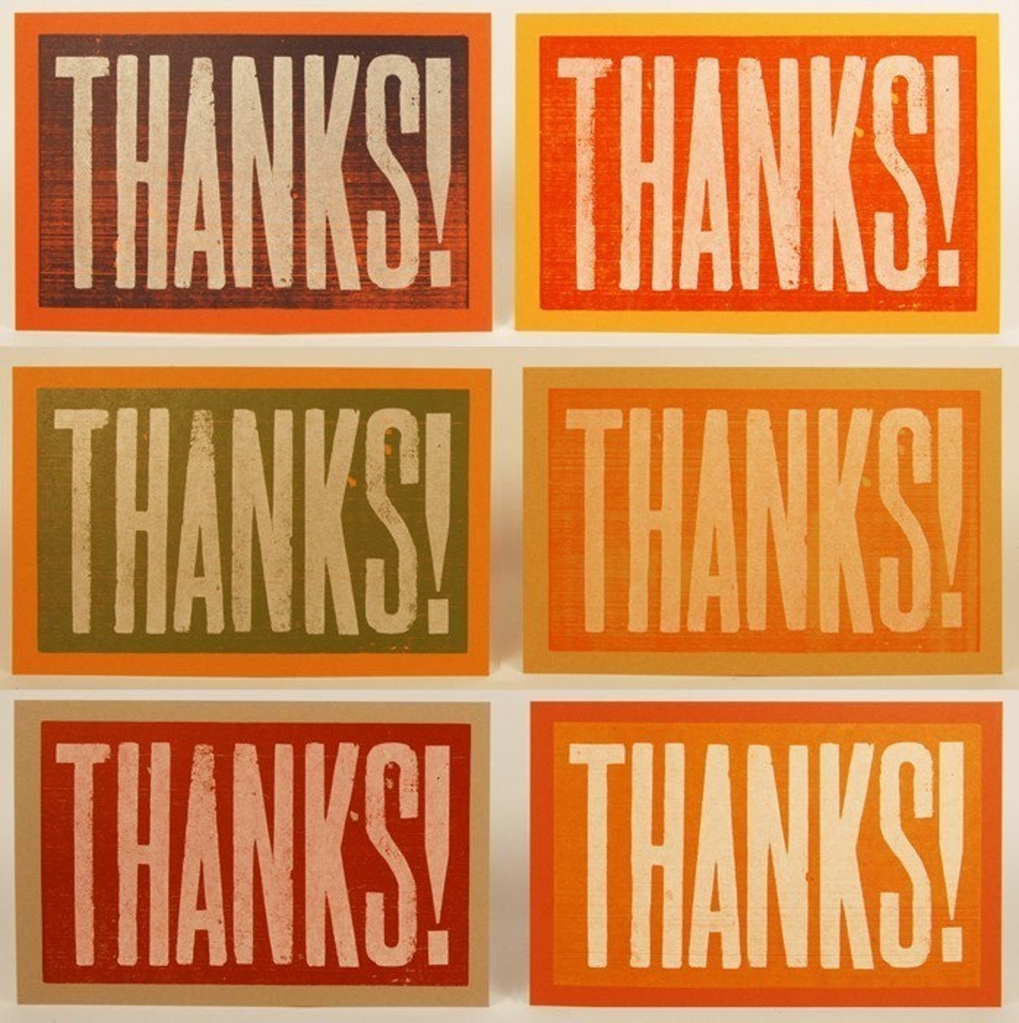 4 Thank You Notes THANKS Cards Letterpress Type Wedding - Etsy