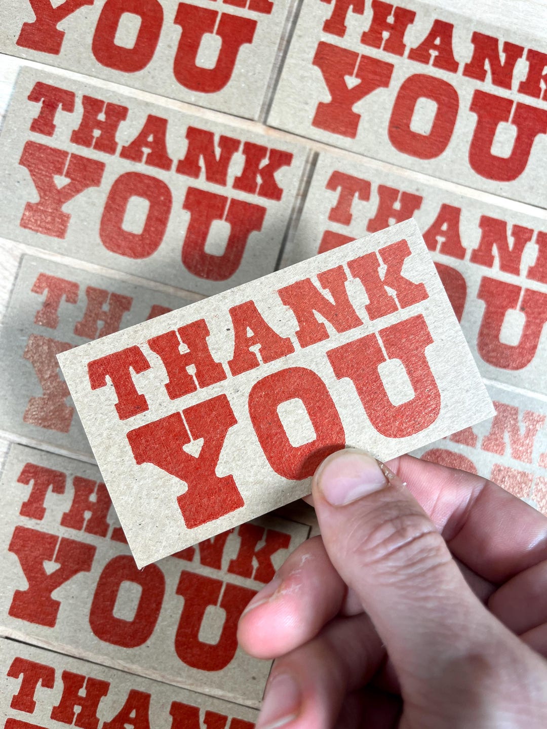 RED THANK YOU Mini Cards Hand Printed Letterpress 20 Pack - Thanks Gift ...