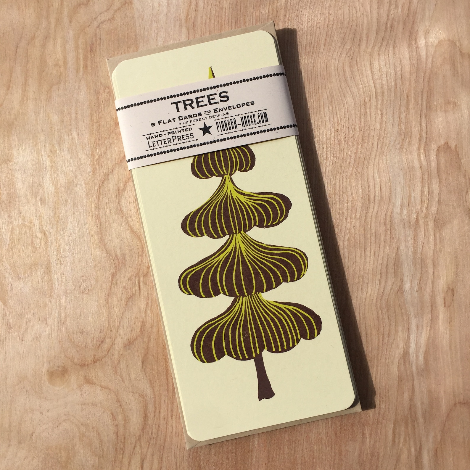 GREEN TREE CARDS Letterpress Prints Merry Christmas Tree Happy Holidays ...