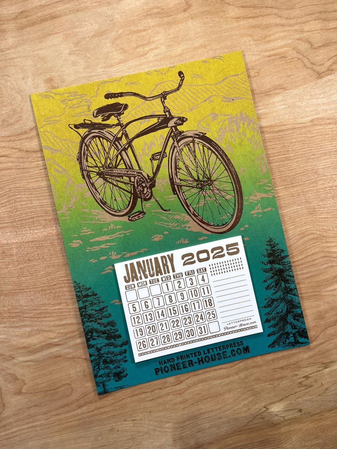 VINTAGE BICYCLE CALENDAR 2025 Hand Printed Letterpress, Retro, Blend ...