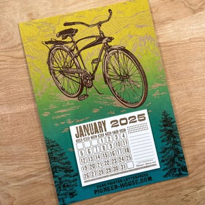 VINTAGE BICYCLE CALENDAR 2025 Hand Printed Letterpress, Retro, Blend ...