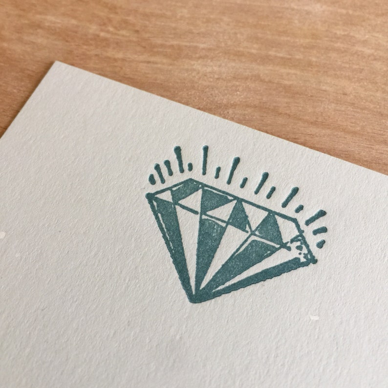 Diamond Sparkling Jewel Flat Note Cards 10-pack Hand-printed - Etsy