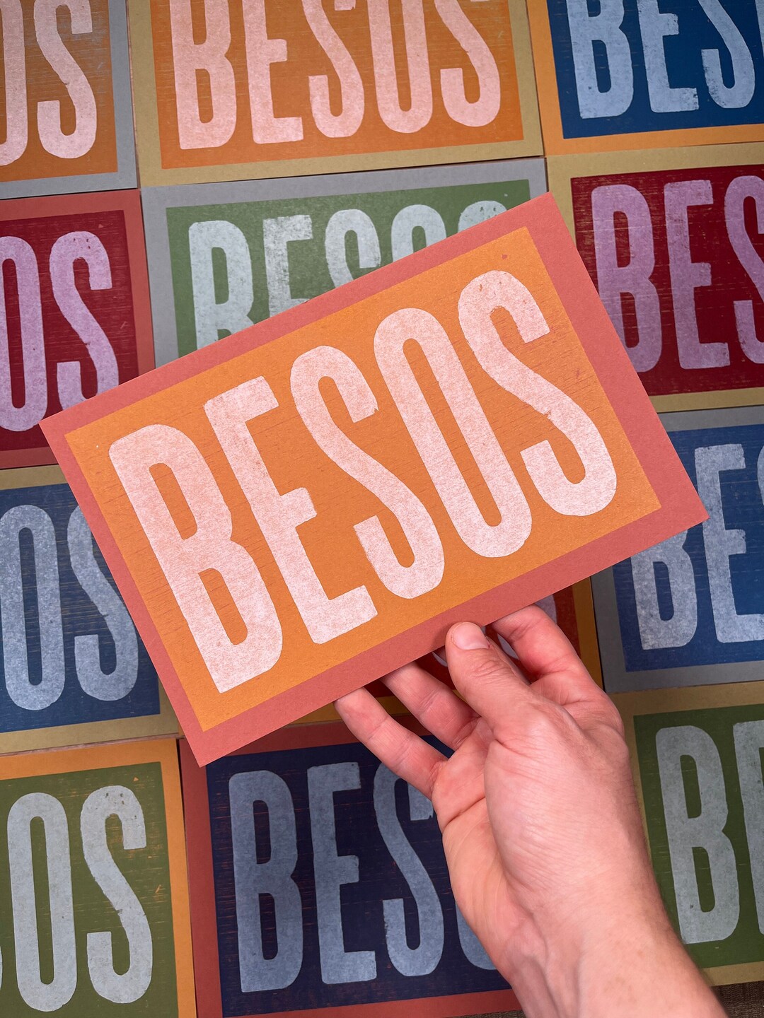 4 BESOS Kisses Cards Letterpress Hand Printed Oversized A10 Size Card ...