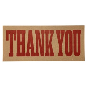 RED THANK YOU Hand Printed Letterpress Cards 8 #10 Pack, Antique Wood ...