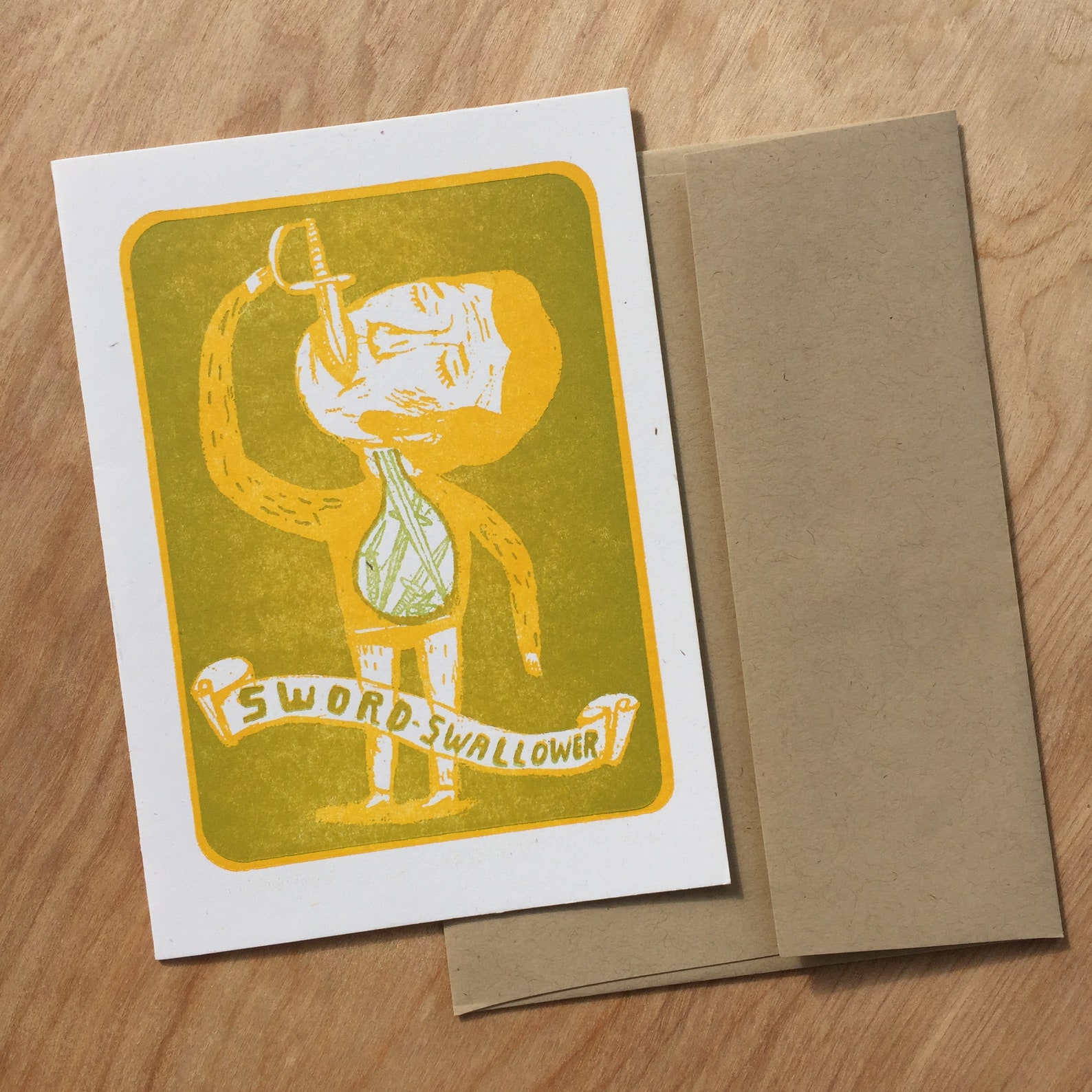 2 SWORD SWALLOWER Sideshow Series Greeting Cards Letterpress - Etsy