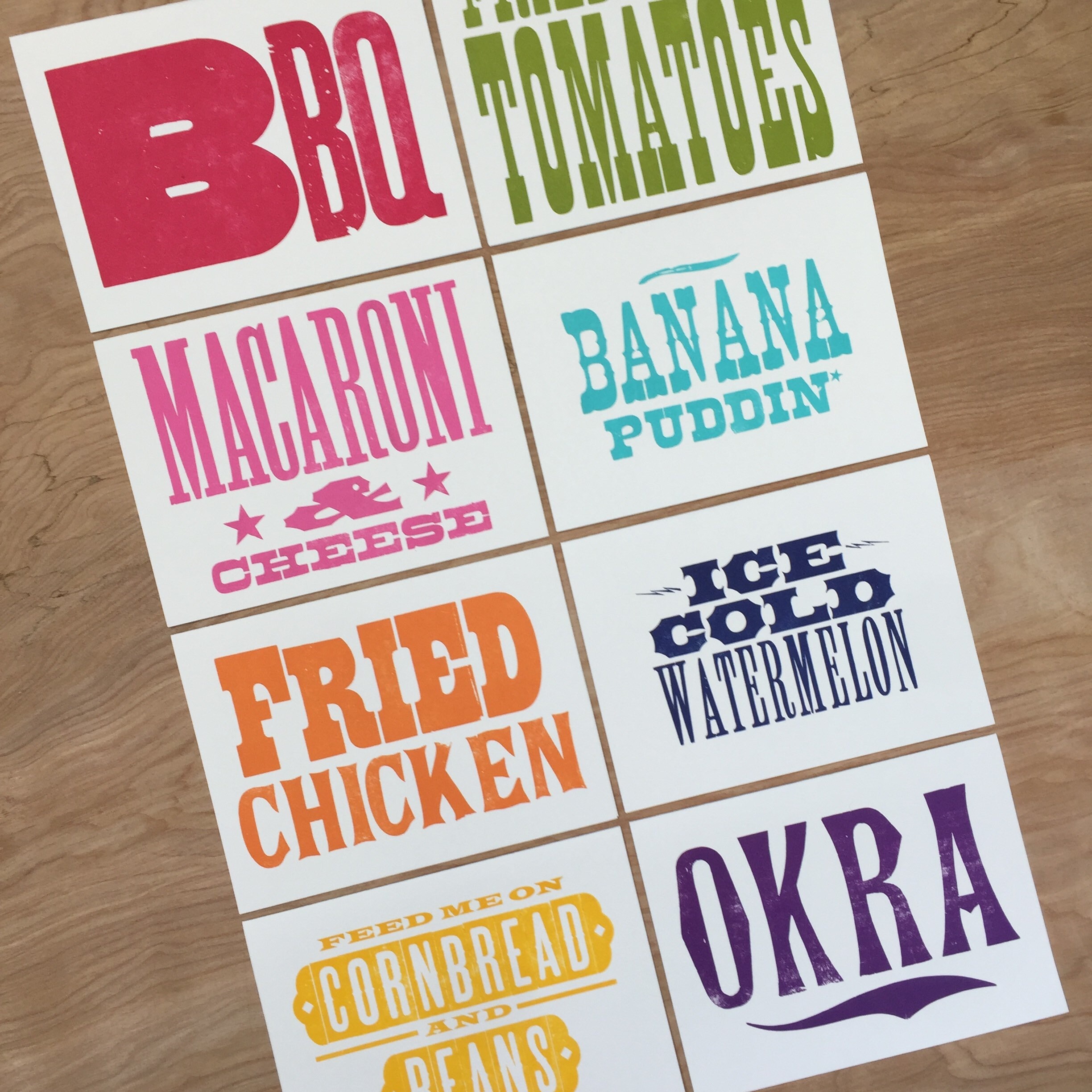 1 Pink FRIED CHICKEN Greeting Card, Letterpress Kitchen Art, Southern ...