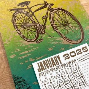 VINTAGE BICYCLE CALENDAR 2025 Hand Printed Letterpress, Retro, Blend ...