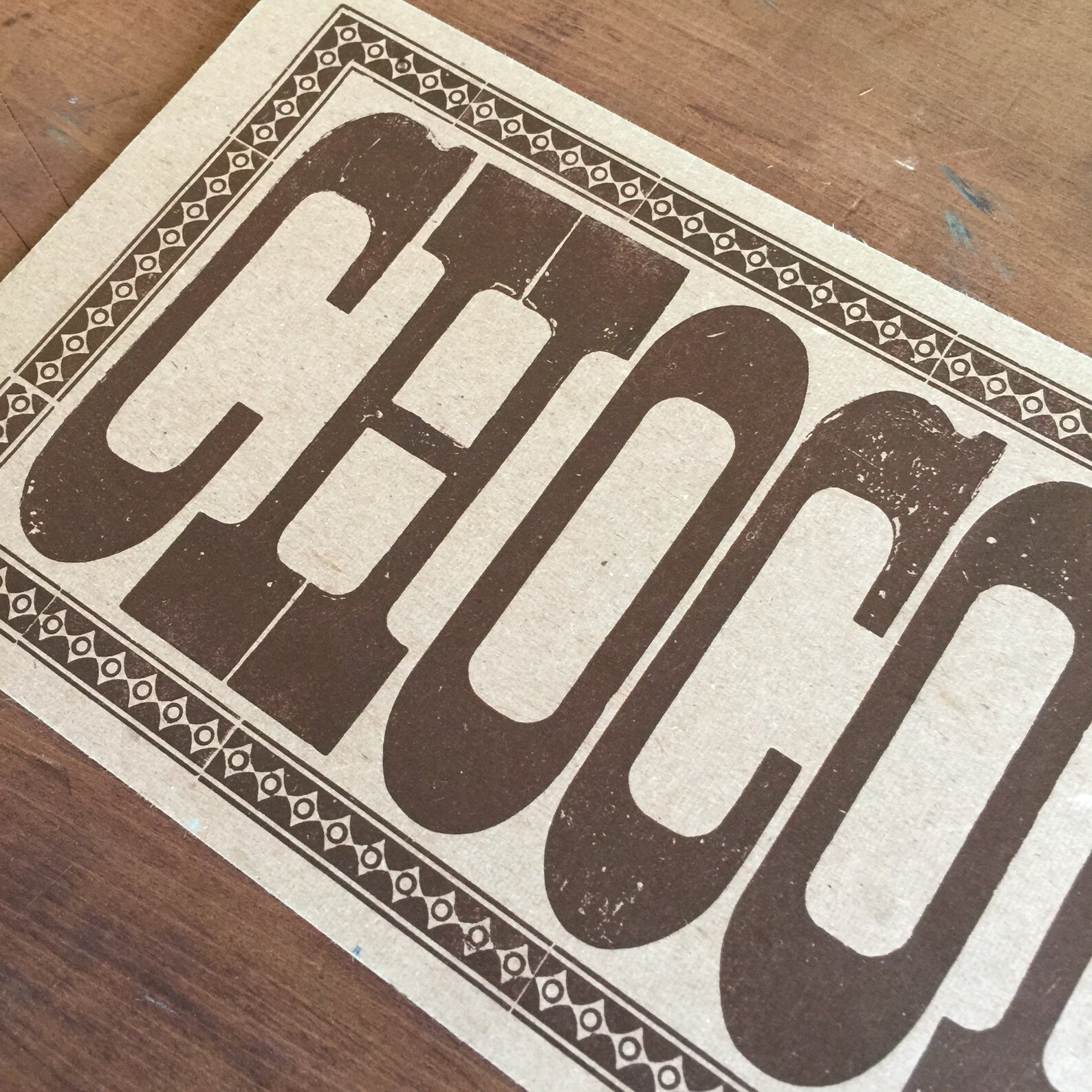 PAPER CHOCOLATES SIGN, Oversized Hand-printed Letterpress Postcard ...