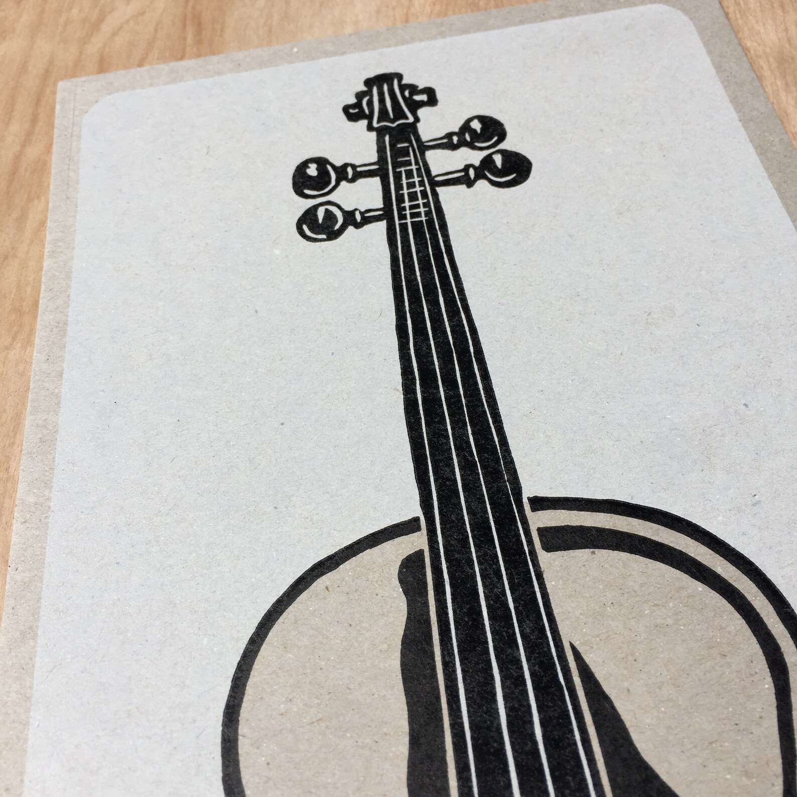 FIDDLE INSTRUMENT PRINT Hand Printed Letterpress Poster Linocut Relief ...