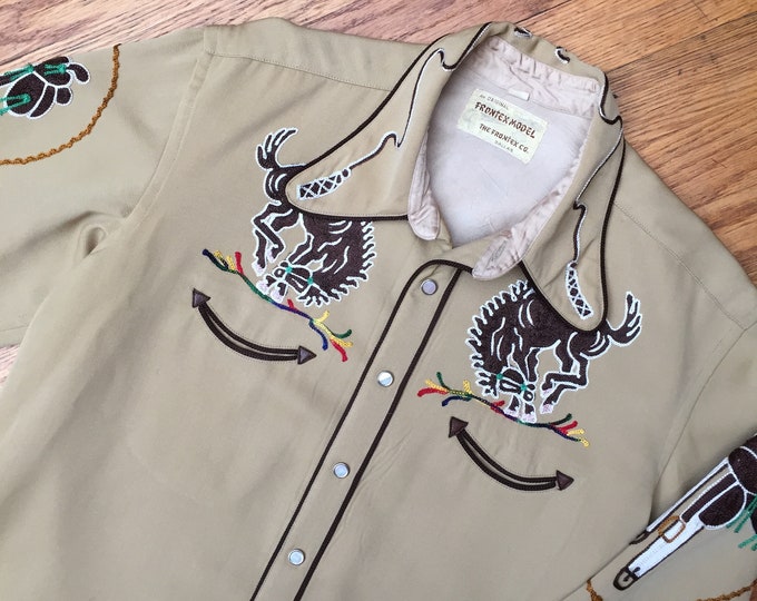 Vintage WESTERN SHIRT, Frontex Model, 1950s Rodeo Bucking Bronco Design ...