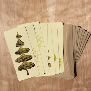 GREEN TREE CARDS Letterpress Prints Merry Christmas Tree Happy Holidays ...