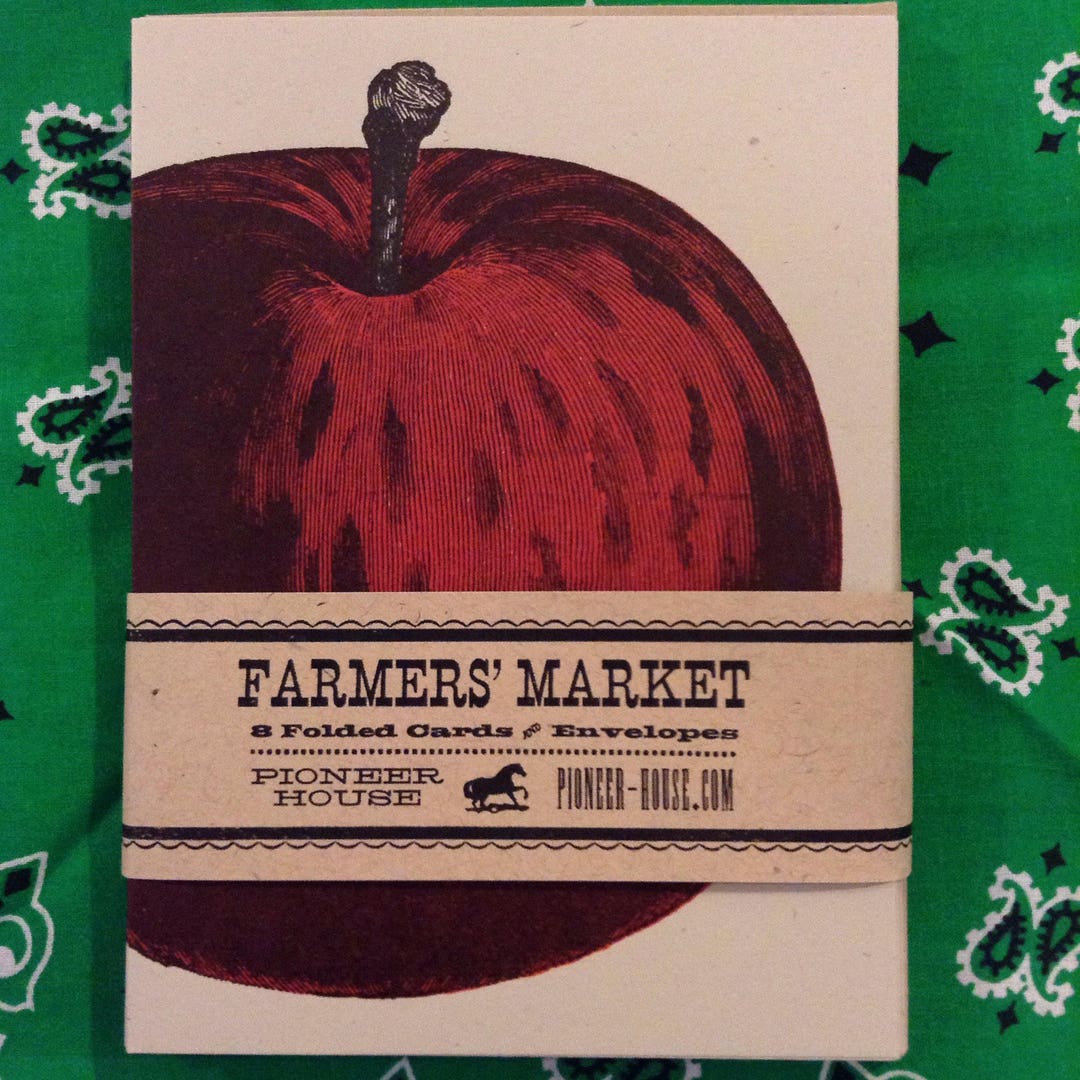 APPLE GREETING CARDS 8 Pack Farmers Market Hand Printed Letterpress ...