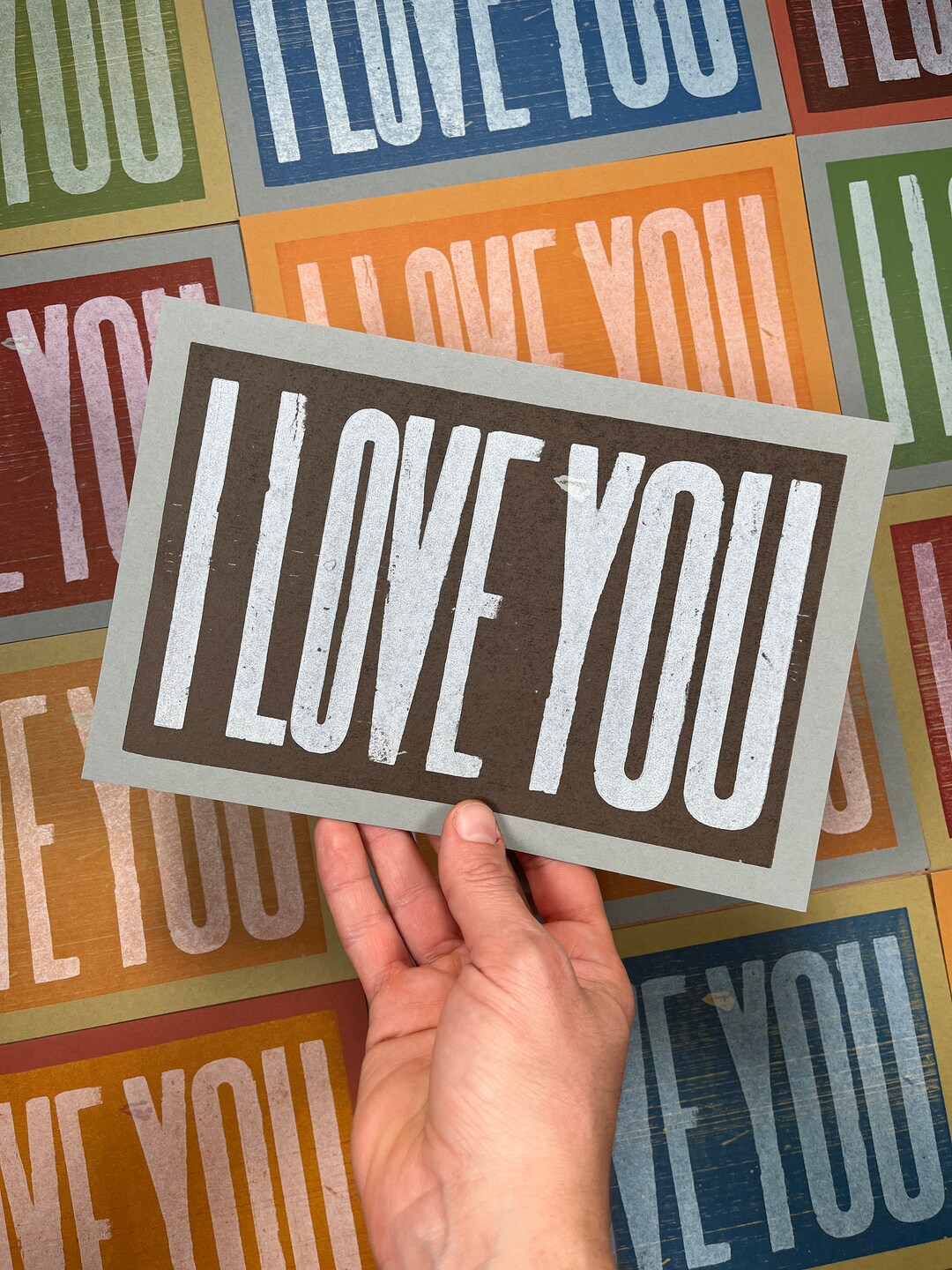 4 I LOVE YOU Cards Letterpress Hand Printed Oversized A10 Card Recycled ...