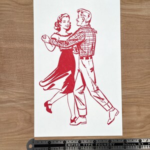 1 DANCING COUPLE Print, Handmade Square Dance Card, Dancers, Ballroom ...