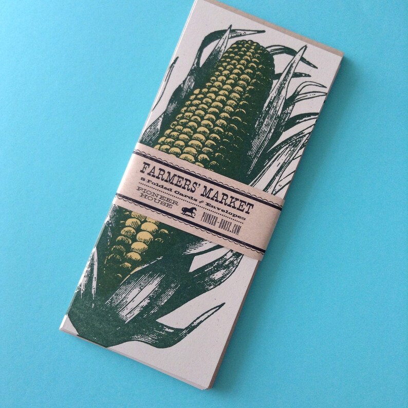 8 Pack Green CORN on the COB Greeting Cards Farmers Market - Etsy