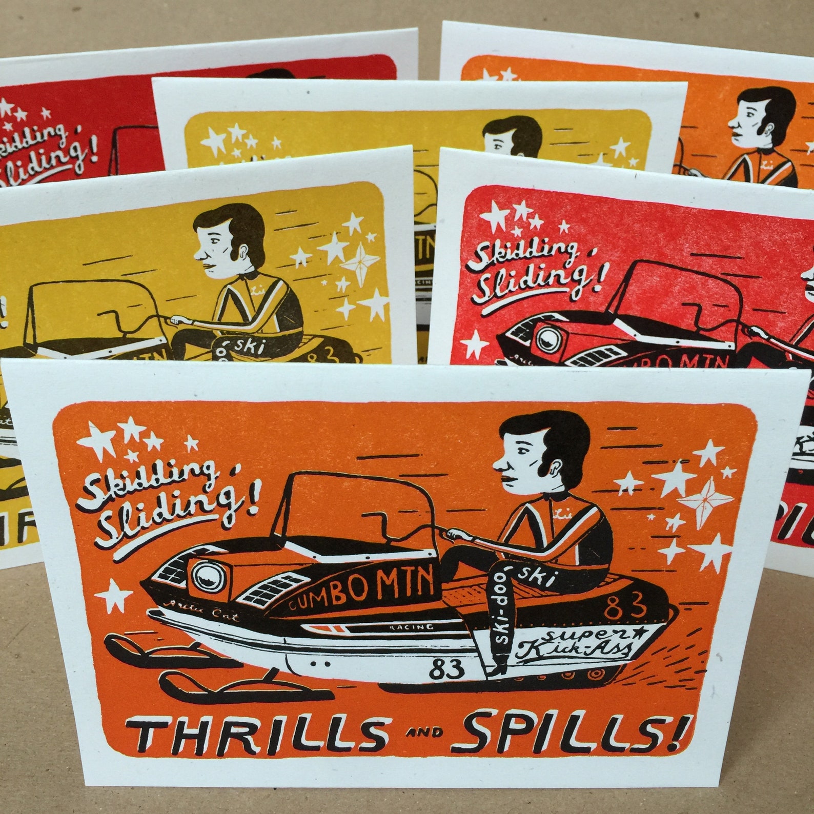 Six Snowmobile Greeting Cards THRILLS and SPILLS Winter - Etsy