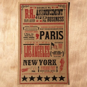 Ralph Lauren Double RL RRL Announcement Handmade Flyer Letterpress Wood ...