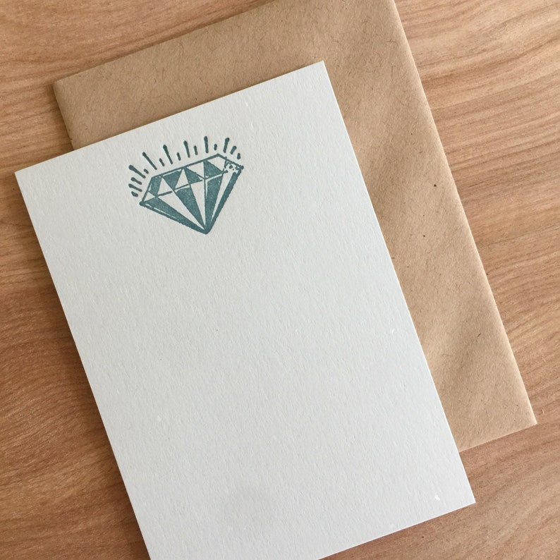 Diamond Sparkling Jewel Flat Note Cards 10-pack Hand-printed - Etsy
