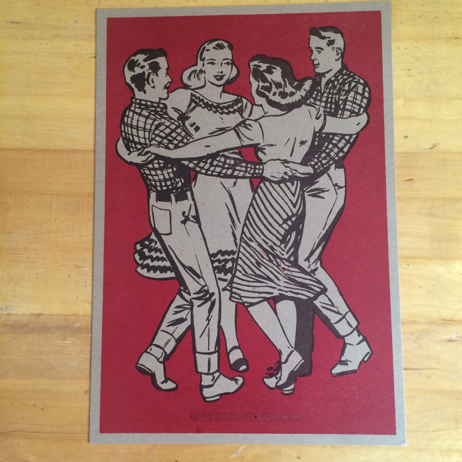 SQUARE DANCE Poster Basket Hands Around Design Hand Printed - Etsy
