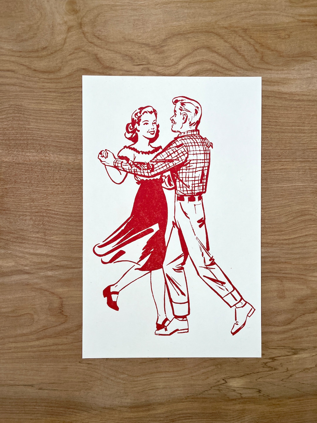 1 DANCING COUPLE Print, Handmade Square Dance Card, Dancers, Ballroom ...