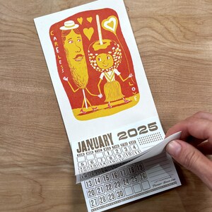CARELESS LOVE Candy Apple Mini CALENDAR 2025 Hand Printed Letterpress ...