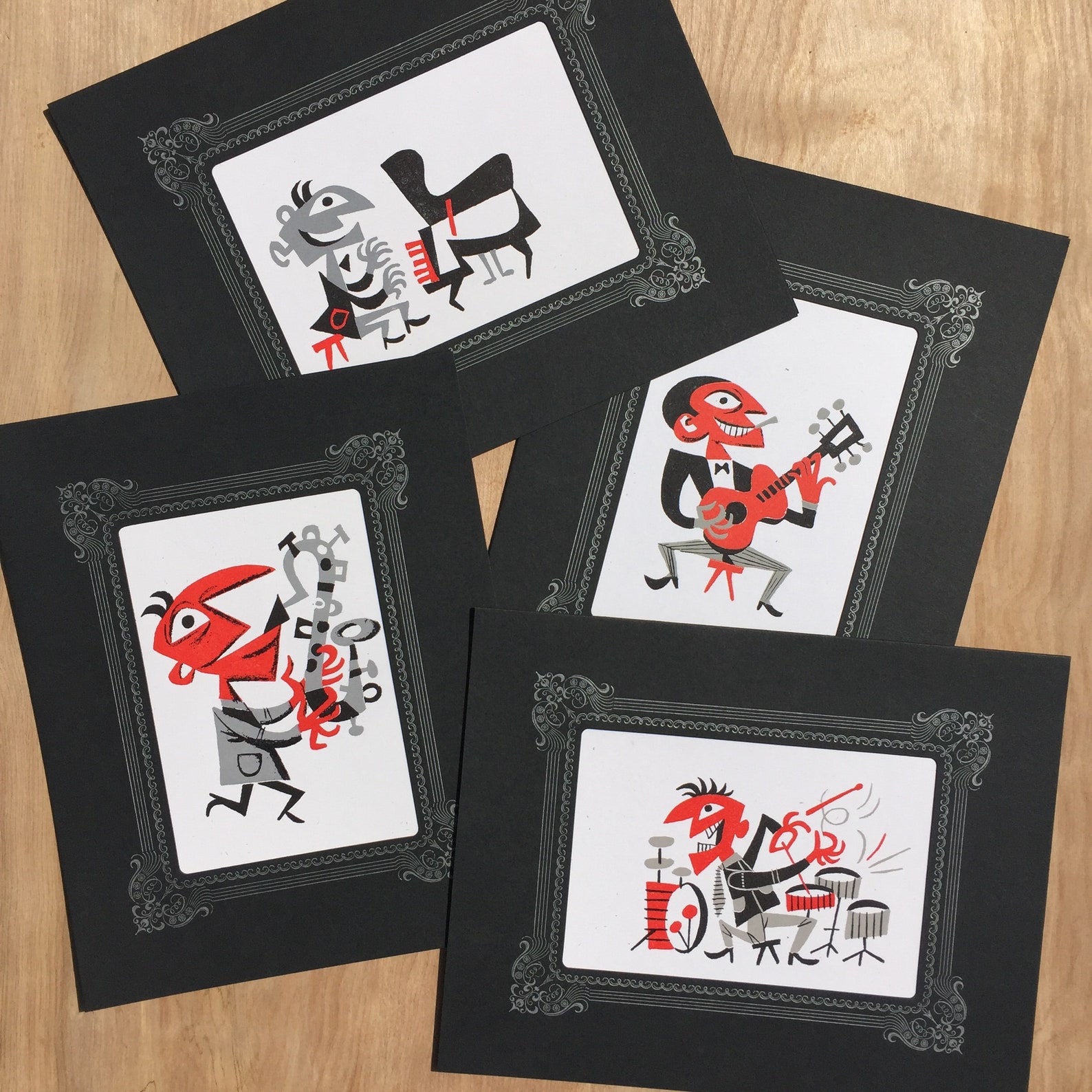 Jim Flora JAZZ MUSICIAN PRINTS Mid Century Modern Art Gift for ...