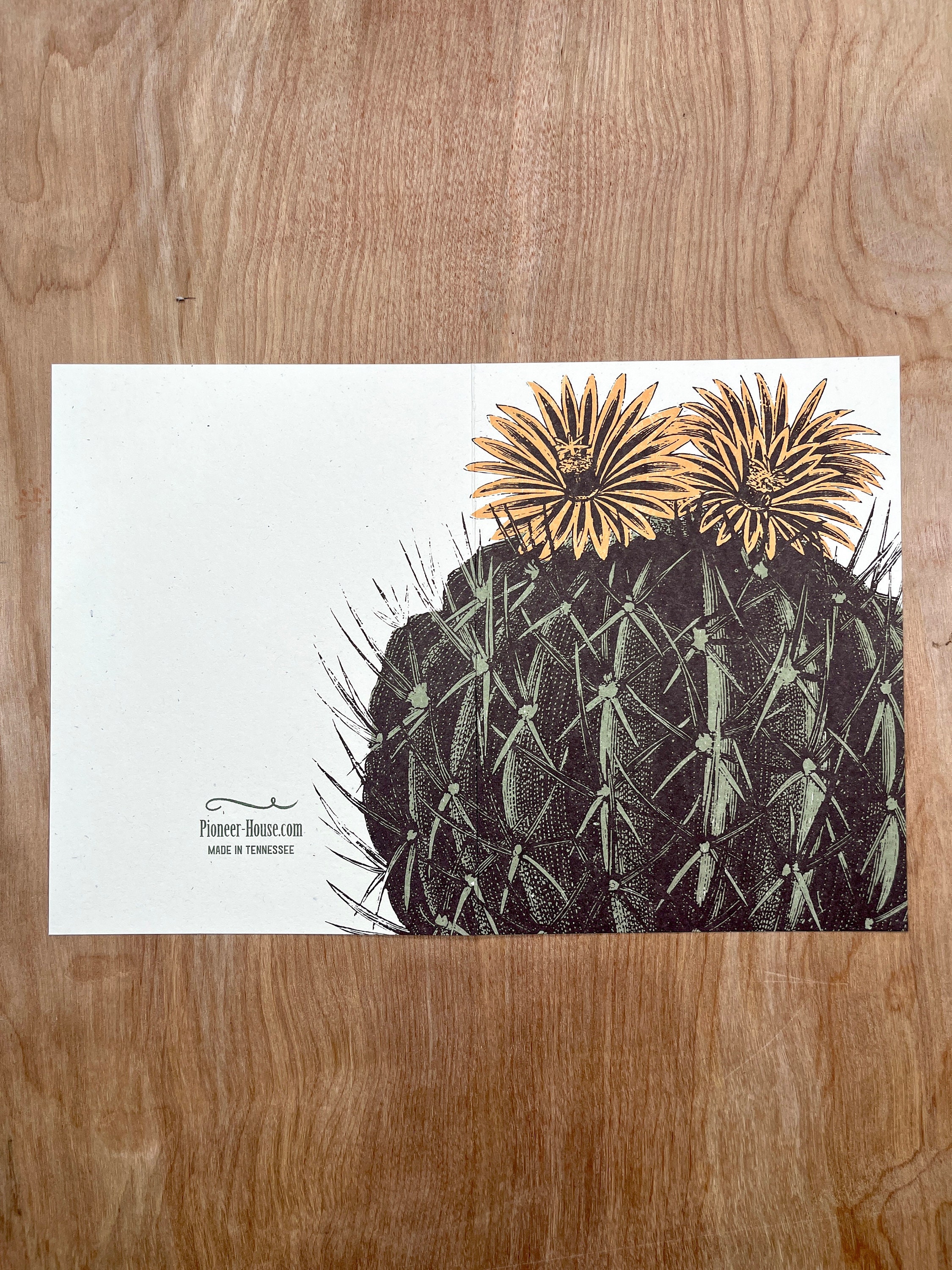 1 BARREL CACTUS Card Single Greeting, Desert Flower, Summer Floral ...