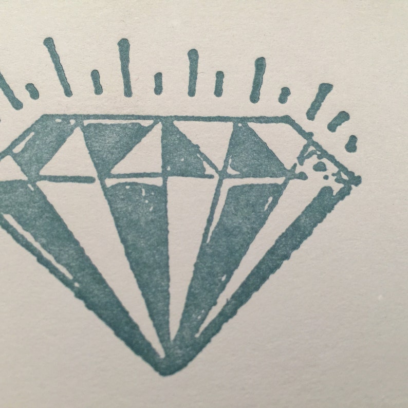 Diamond Sparkling Jewel Flat Note Cards 10-pack Hand-printed - Etsy