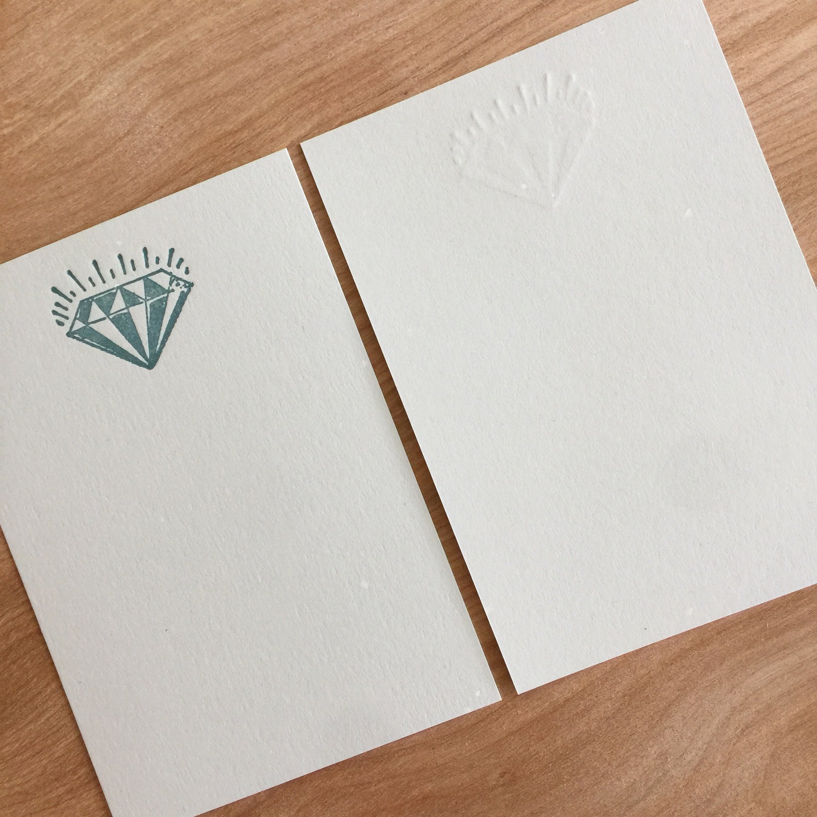 Diamond Sparkling Jewel Flat Note Cards 10-pack Hand-printed | Etsy