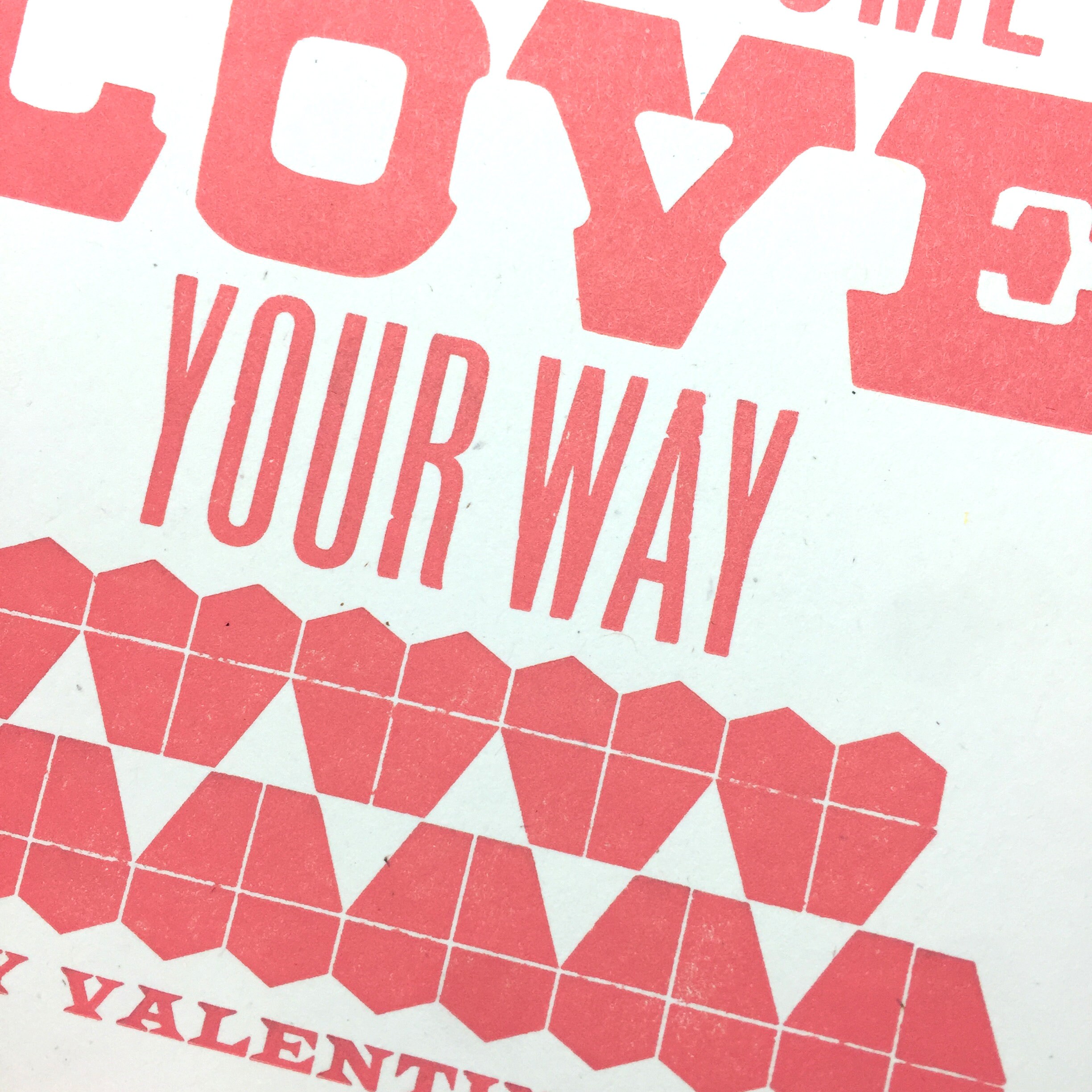 1 Pink SENDING Some LOVE YOUR Way greeting card hand printed | Etsy