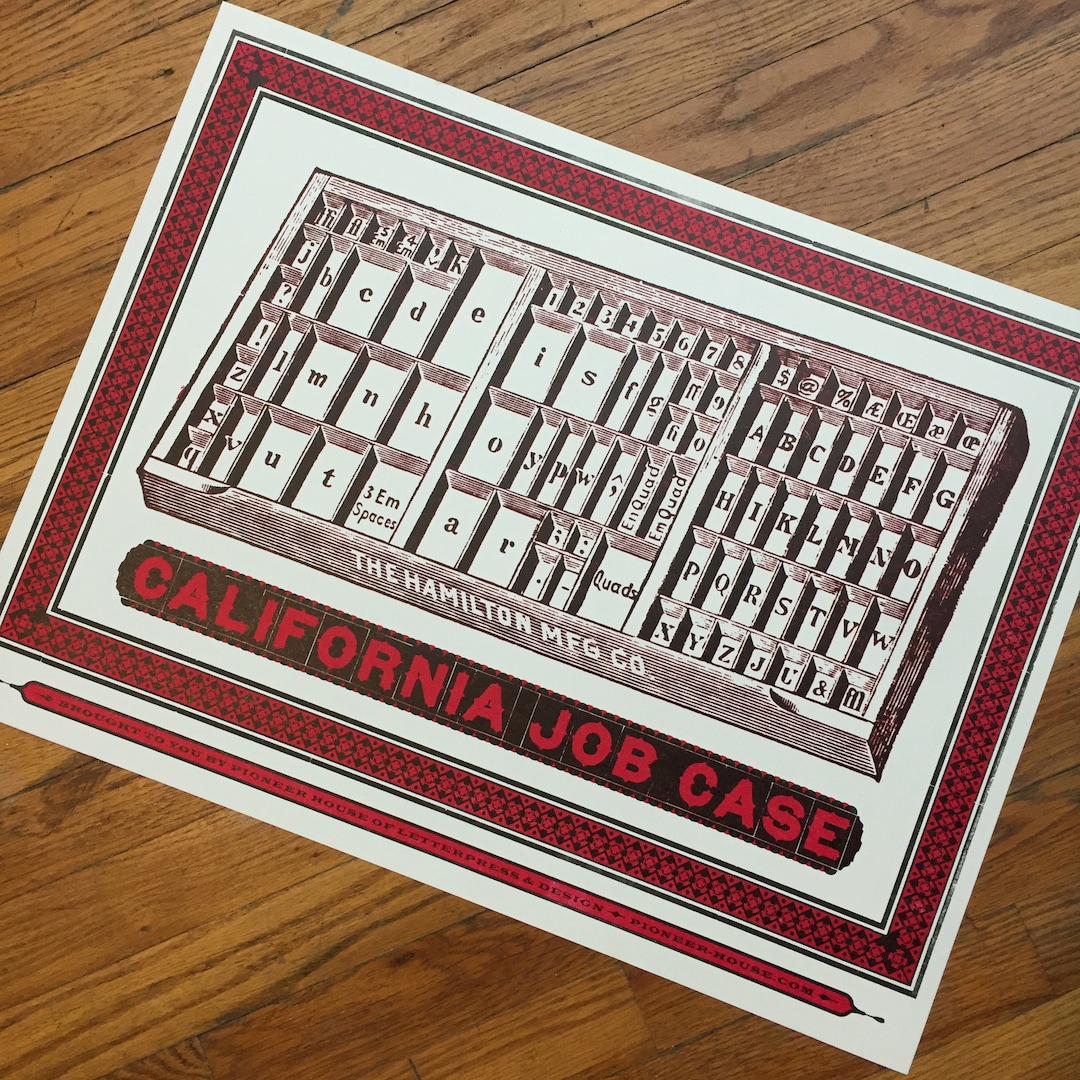CALIFORNIA JOB CASE Poster Hand Printed Letterpress, Type Case ...