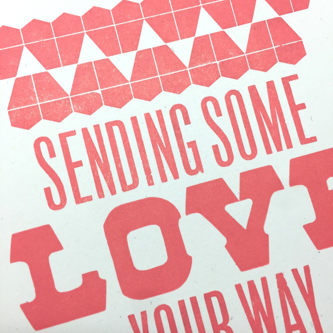 1 Pink SENDING Some LOVE YOUR Way greeting card hand printed | Etsy