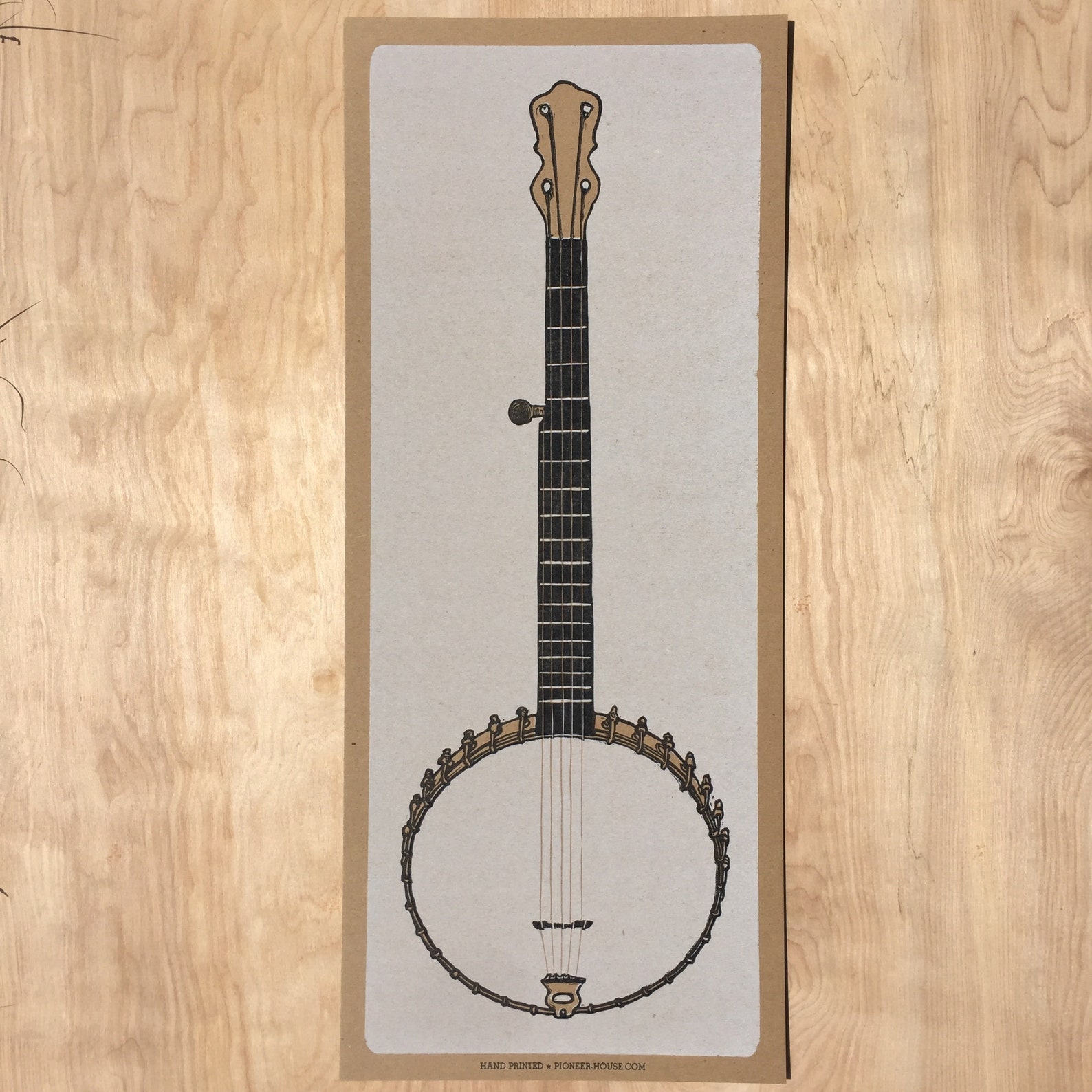 5 STRING BANJO INSTRUMENT Print Hand Printed Letterpress | Etsy