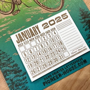 VINTAGE BICYCLE CALENDAR 2025 Hand Printed Letterpress, Retro, Blend ...