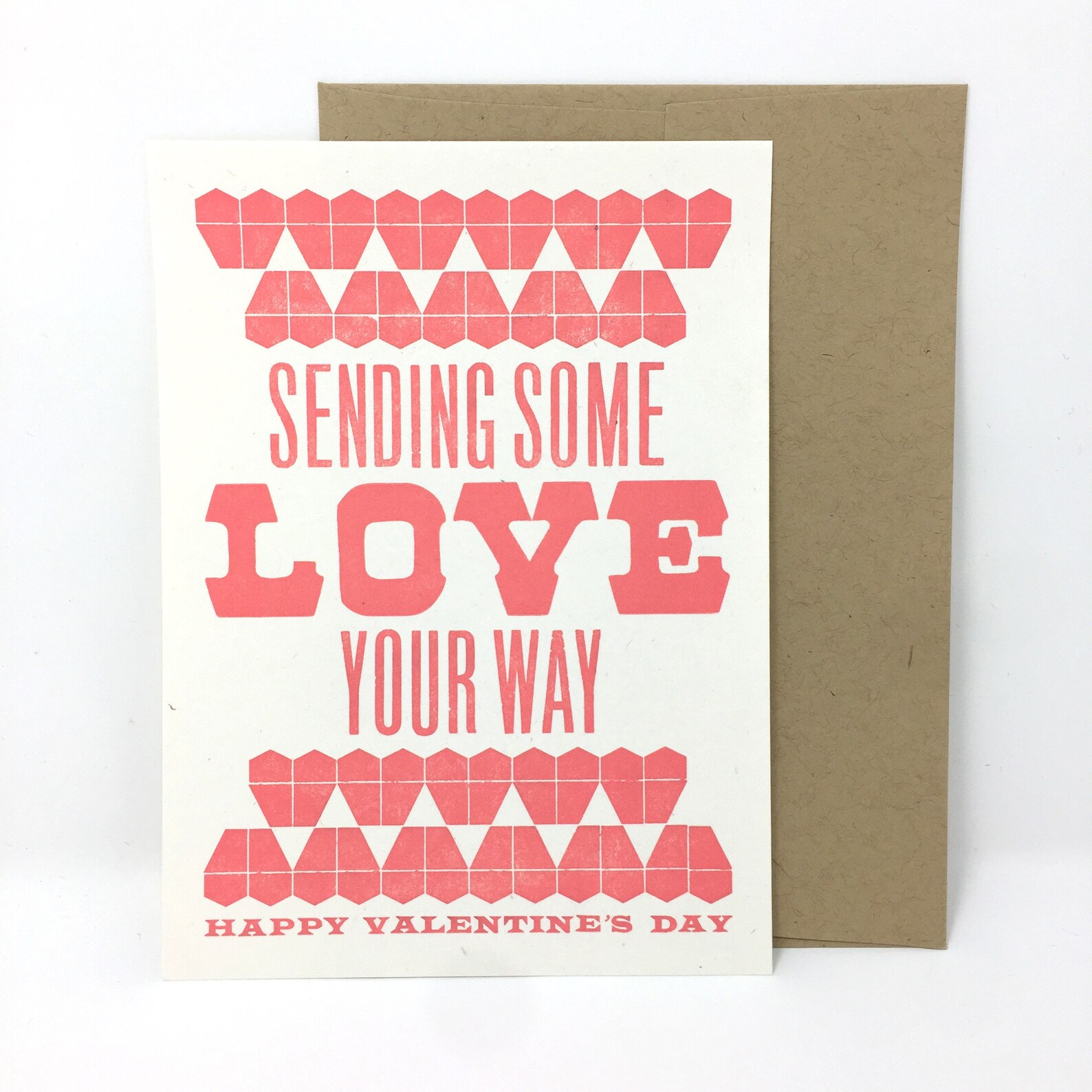 1 Pink SENDING Some LOVE YOUR Way Greeting Card Hand Printed - Etsy