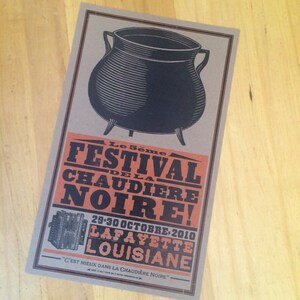 CAJUN ART, Black Pot Festival Poster, Hand Printed Letterpress, Cajun ...