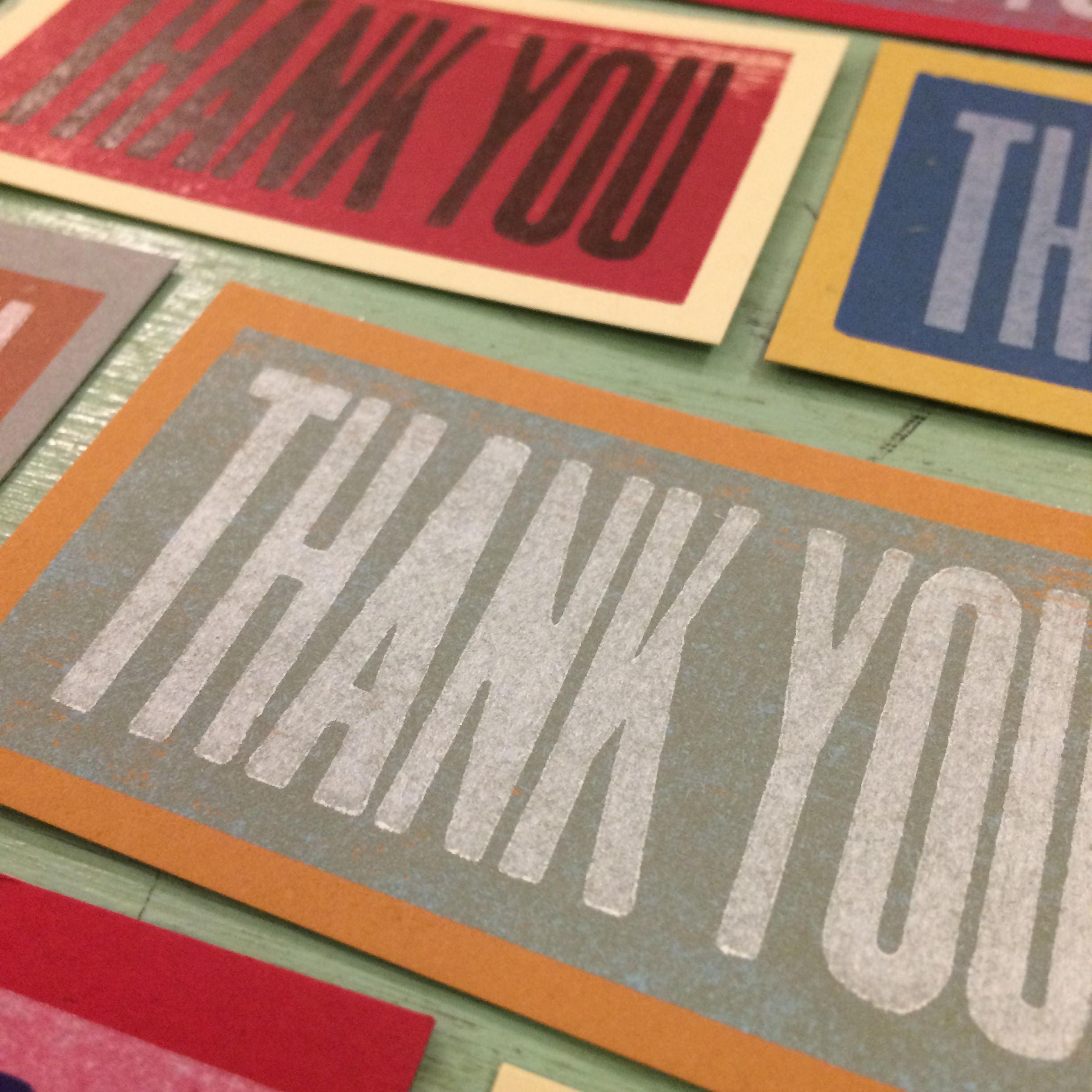 20 THANK YOU notes Tiny note cards Letterpress wood type Mini | Etsy