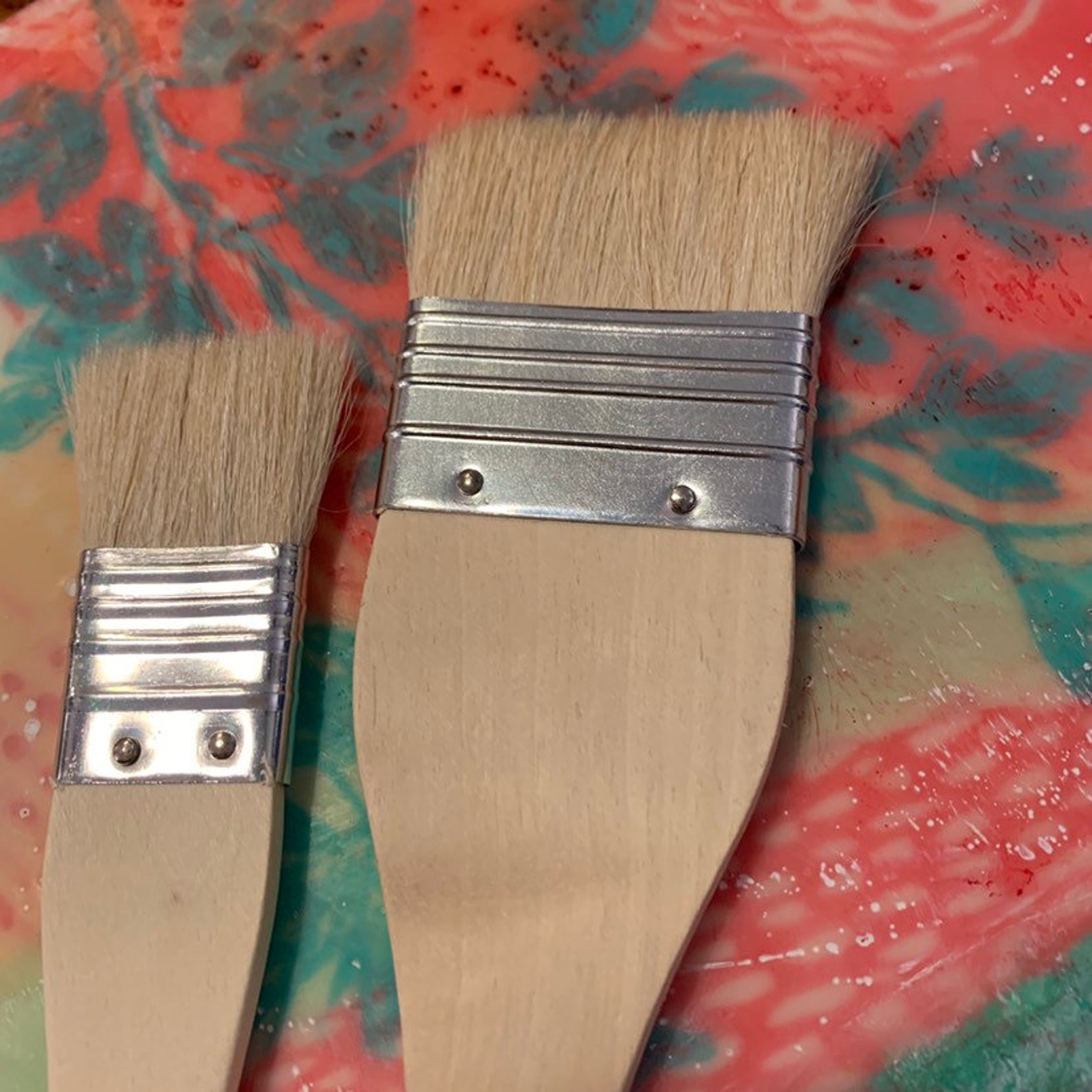 Pair of HAKE PAINT BRUSHES 1 Inch + 2 Inch Natural Bristles for ...