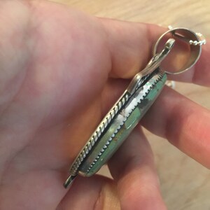 Large Crescent Valley TURQUOISE Pendant NECKLACE Sterling Silver Chain ...