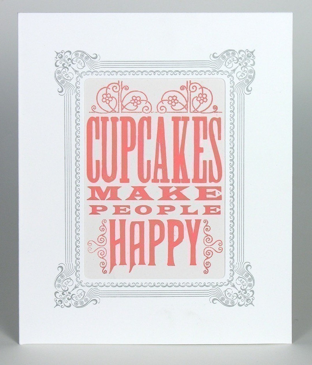 CUPCAKE ART, Pink Cupcakes, Bakery Sign, Cupcakes Make People Happy ...