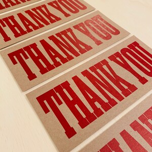 RED THANK YOU Hand Printed Letterpress Cards 8 #10 Pack, Antique Wood ...