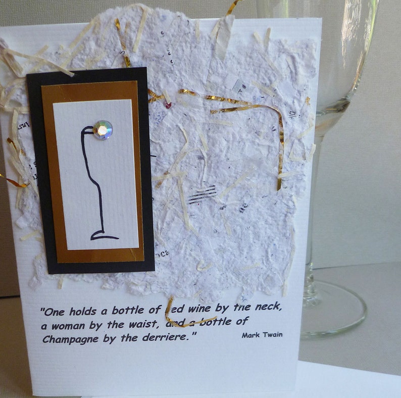 Handmade Greeting Card Wtih Mark Twain Champagne Quote - Etsy