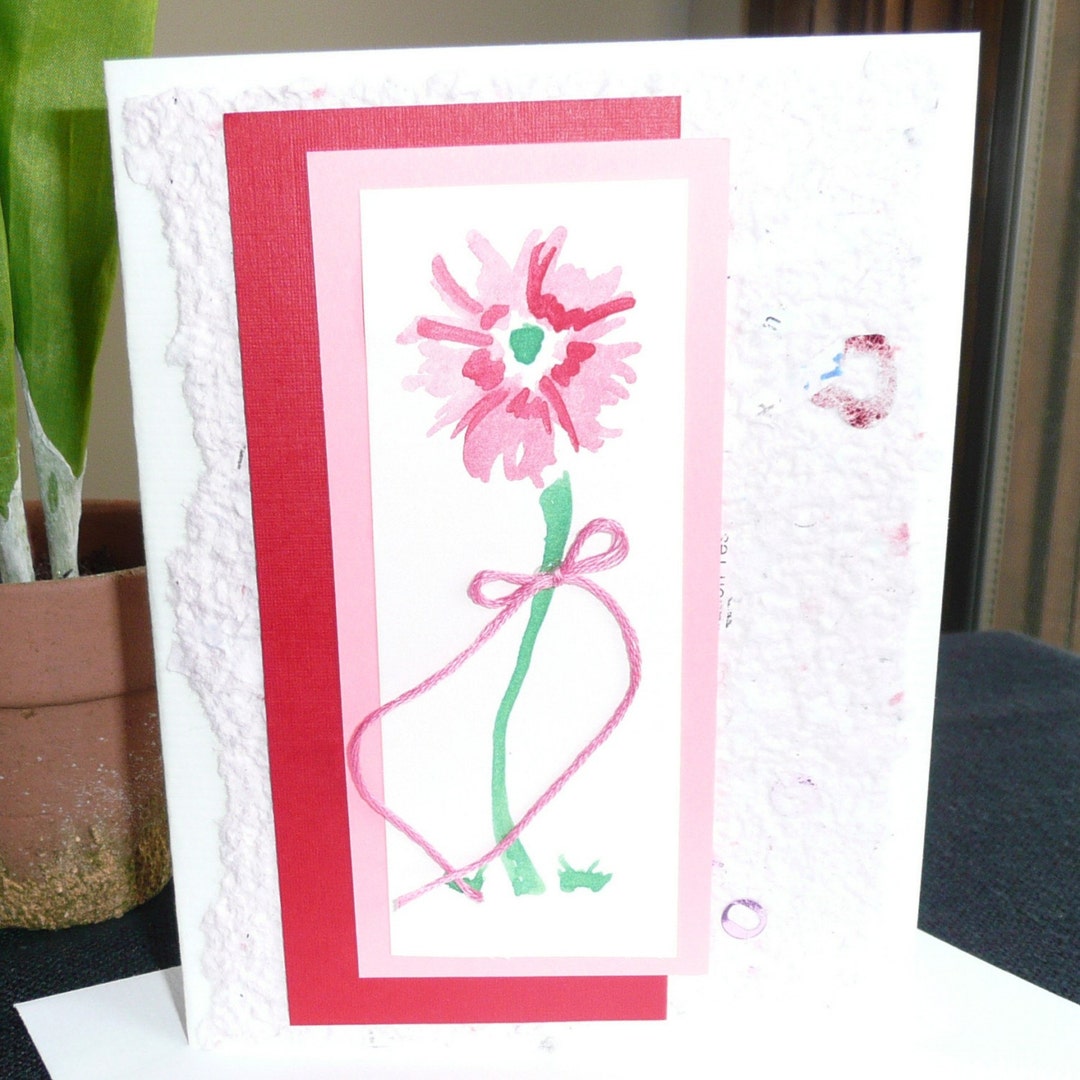 Hand Painted Pink Flower Note Cards Set of 6 Personalized Mothers Day ...