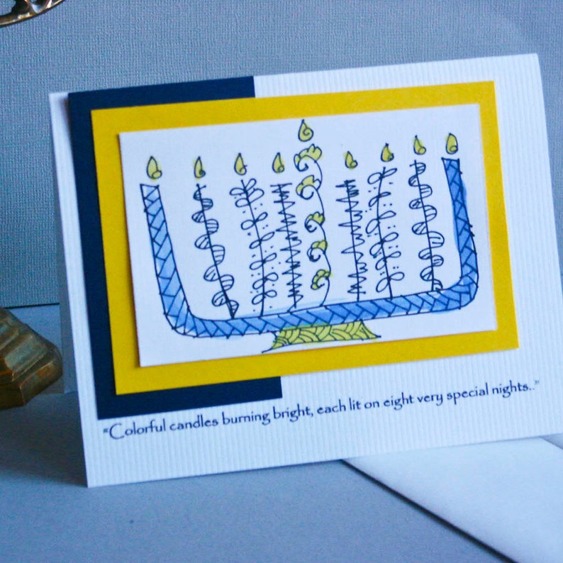 Handmade Hanukkah Card With Hand Drawn Menorah - Etsy