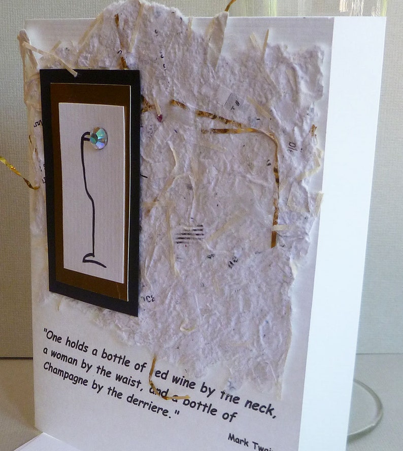 Handmade Greeting Card Wtih Mark Twain Champagne Quote - Etsy