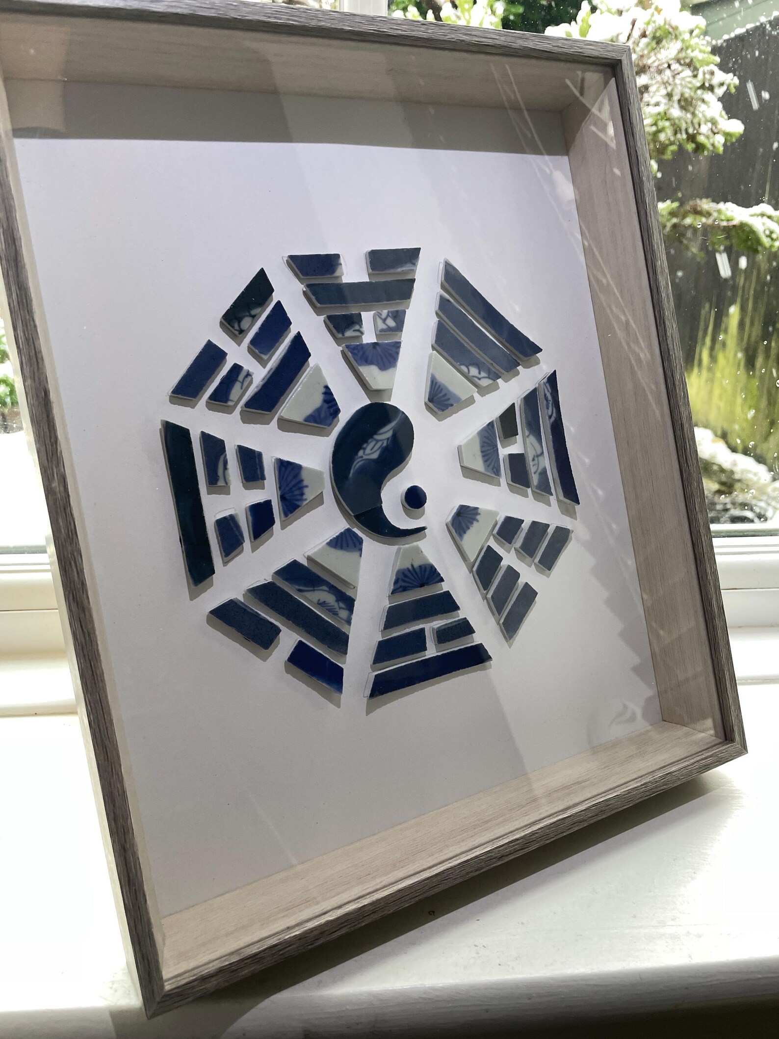 Authentic Blue & White Porcelain Shard 17th Century Frame Artwork Taiji ...
