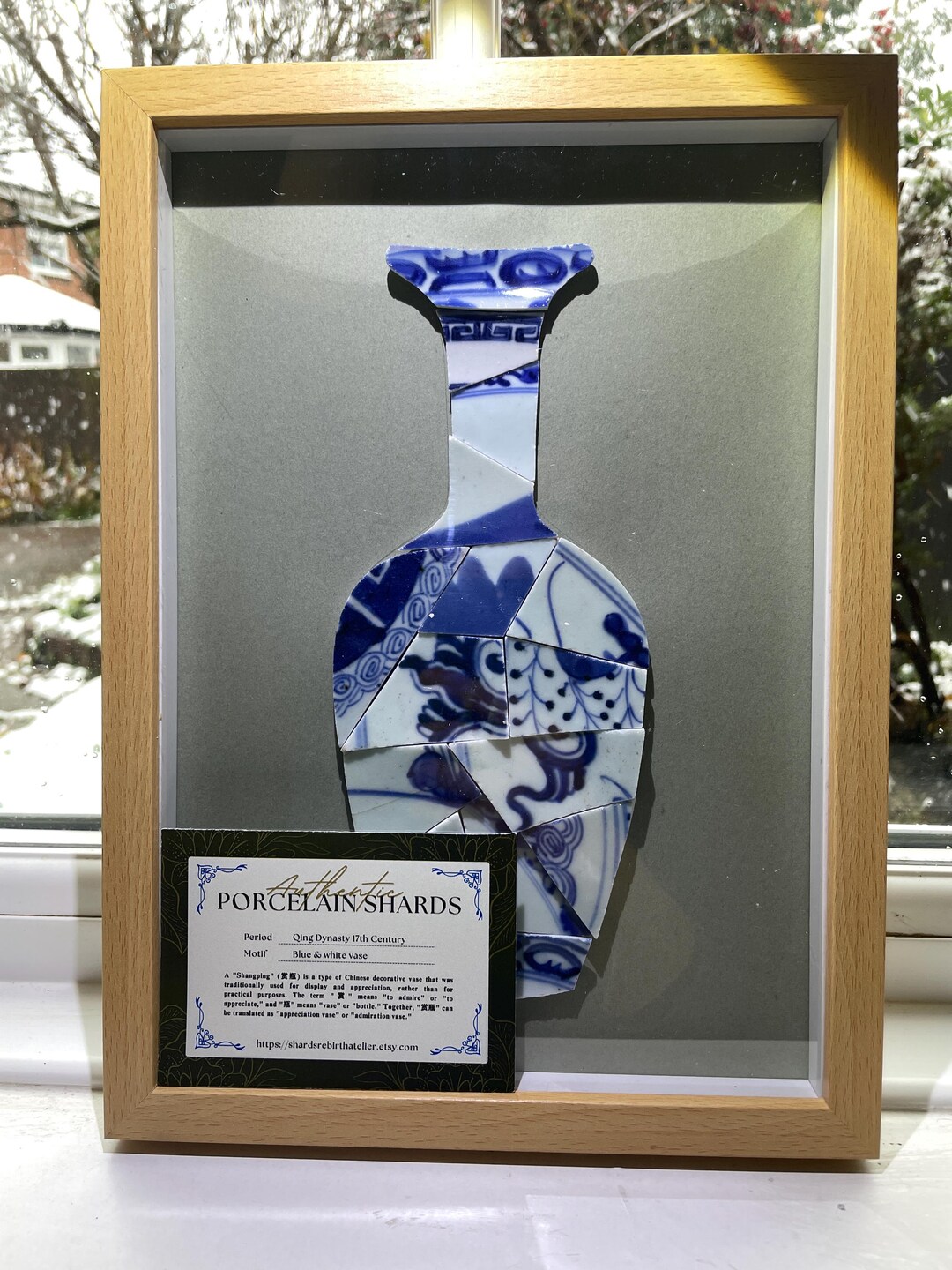 Authentic Blue & White Porcelain Shard (17th Century) Frame Artwork ...