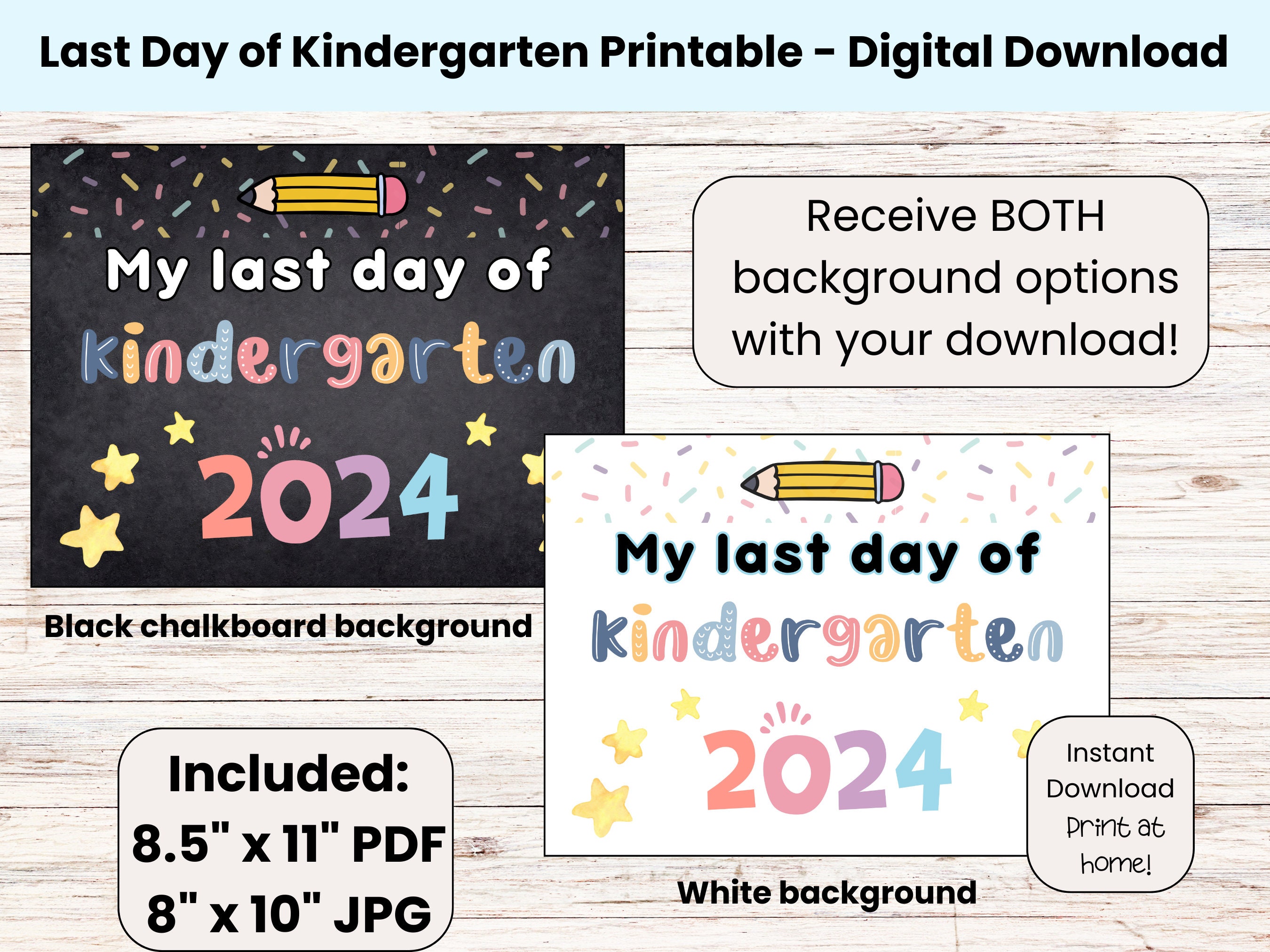 Last Day of Kindergarten Printable Sign Last Day of K Last Day of ...